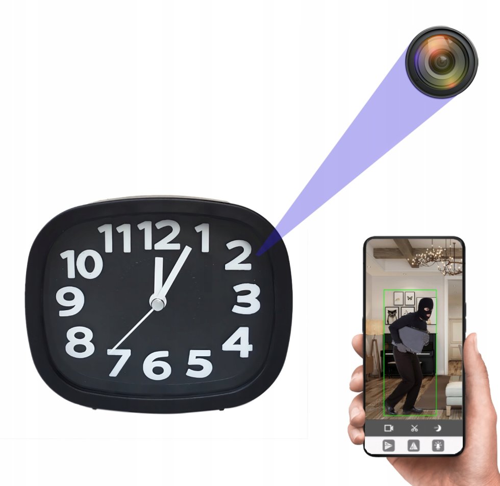 Alarm clock analog camera with FULL HD + WiFi P2P hidden spy cam with ...