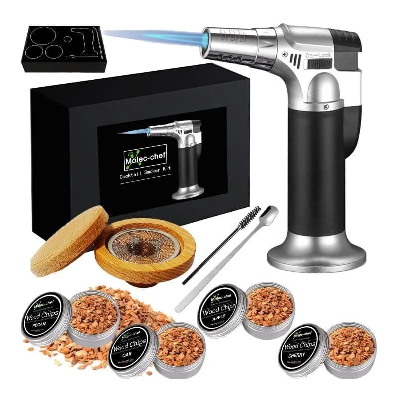 Cocktail Smoker Kit + Drink smoking SET with Sawdust + Burner + 4 Wood ...