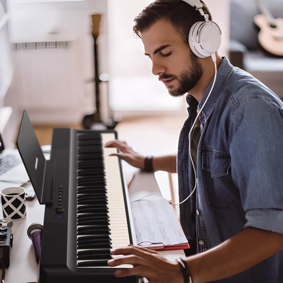 Folding electric piano - digital piano - 88 keys + Recording + Display ...
