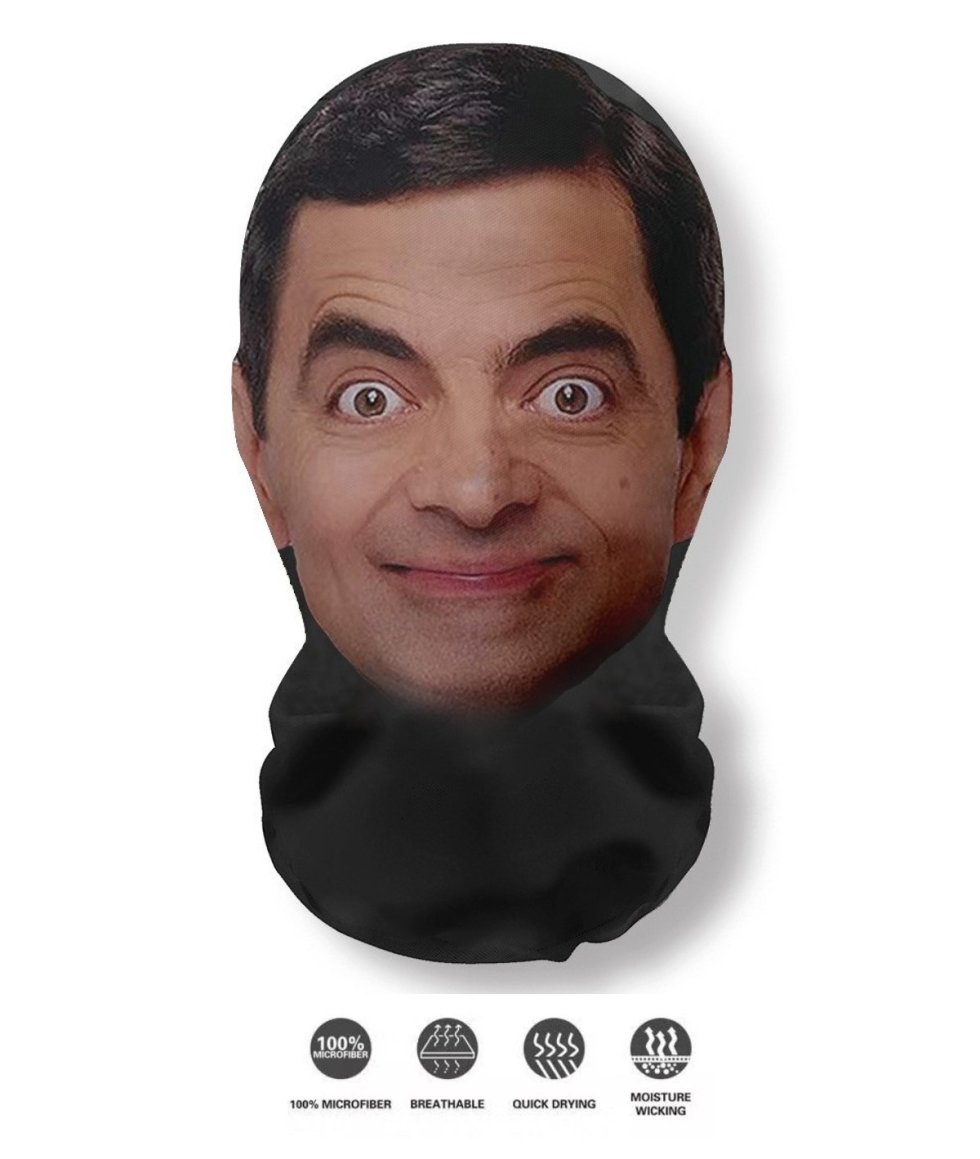 Head and face mask (balaclava) - black with colorful Mr. Bean face ...