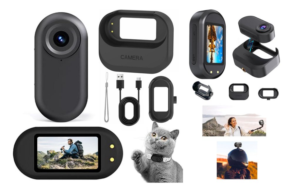 Mini Action Camera with 1080P HD - Small Sports Camera for Vlog ...