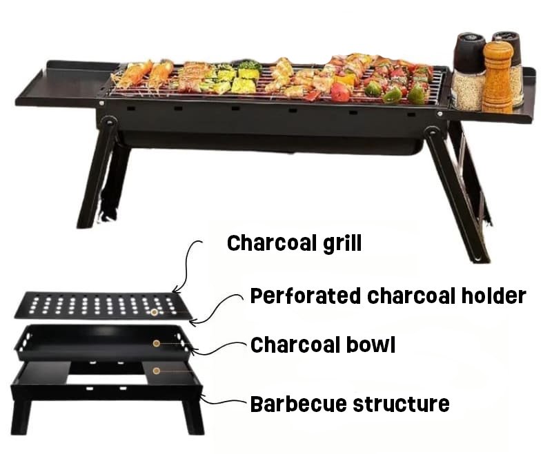 Portable Folding BBQ Grill – Compact Charcoal Grill for Camping and ...