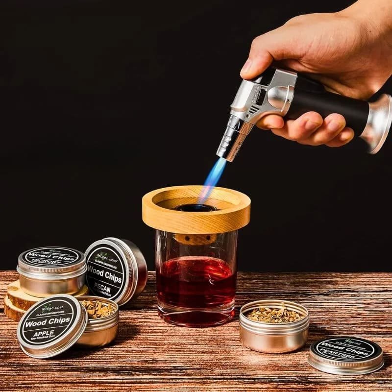 Cocktail Smoker Kit + Drink smoking SET with Sawdust + Burner + 4 Wood ...