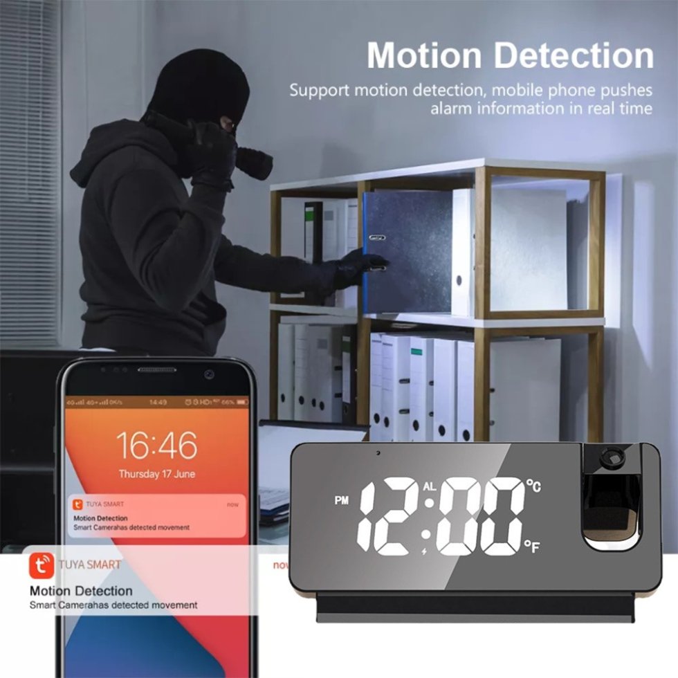 Spy digital alarm clock with hidden FULL HD camera with Wifi/P2P + time ...