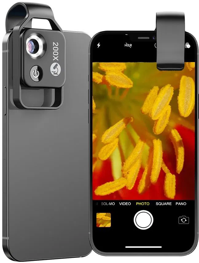 Microscope lens for mobile phone with LED and CPL filter - portable for ...