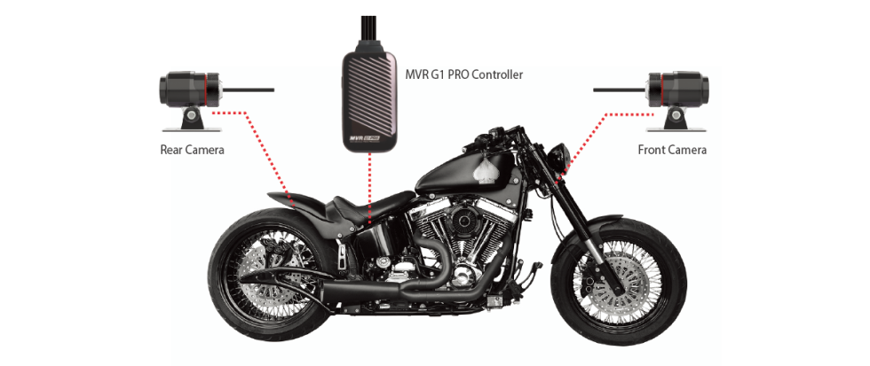 Motorsykkelkamera foran og bak G-net MVR G1 PRO Full HD + WiFi + IP69K ...