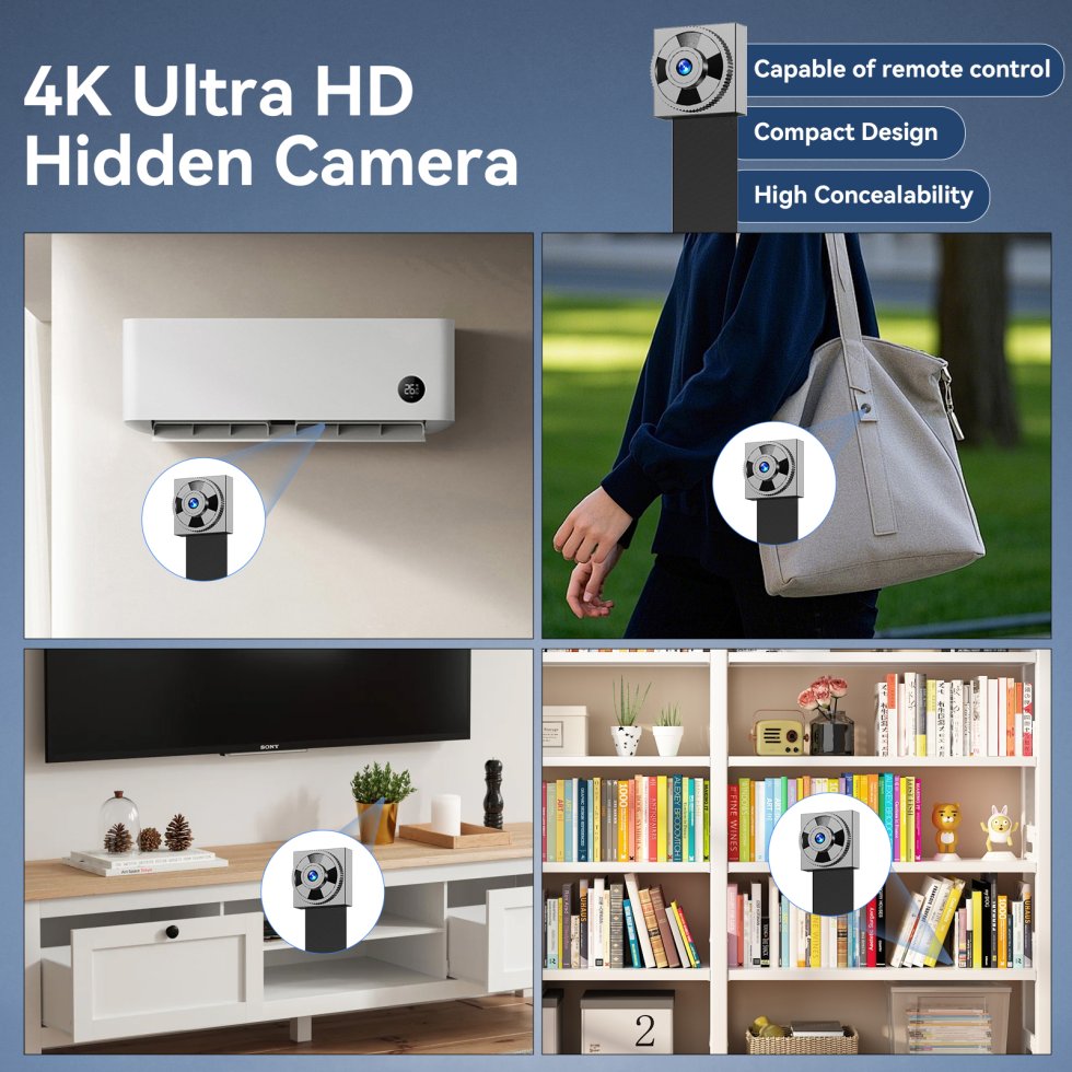 Button pinhole camera with remote control 4K + Motion Detection + Built ...
