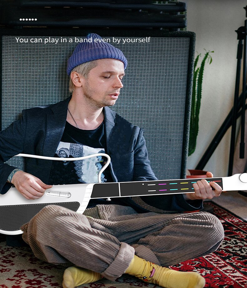 Elektronická gitara bez Strún – Skladacia smart gitara s DSP + 15W Stereo reproduktor | Cool Mania