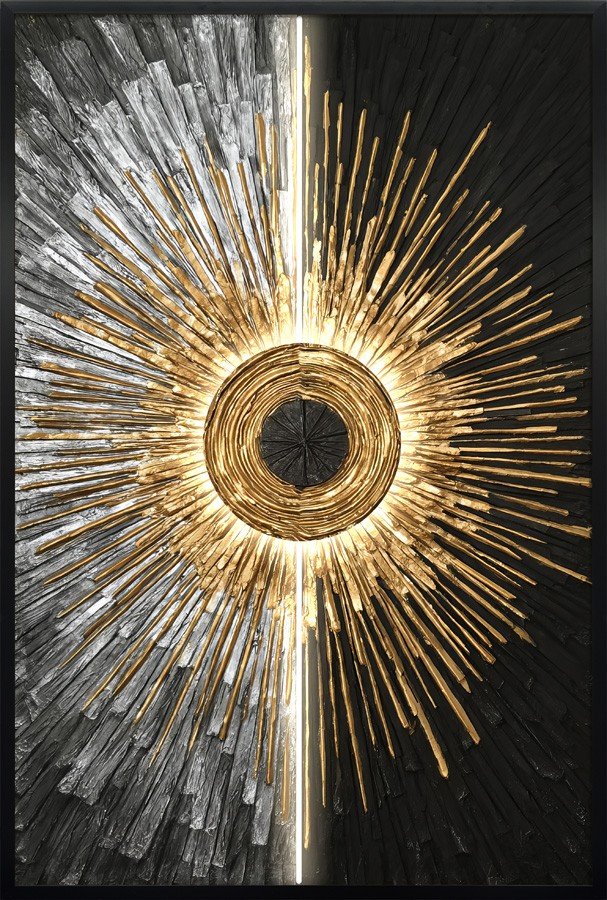LED modern painting GOLDEN SUN - luminous wall art with LED backlight ...