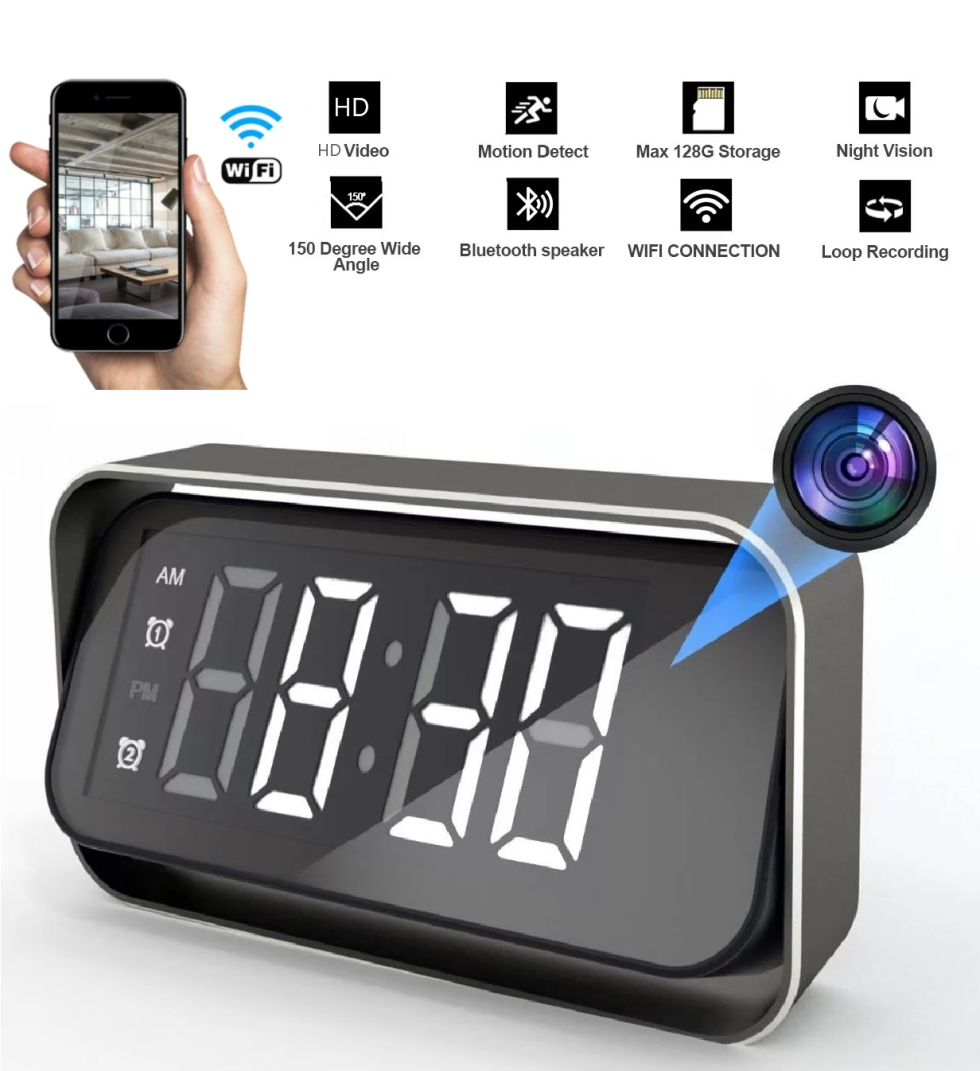 FULL HD alarm clock camera spy na may WiFi/P2P na may night vision ...