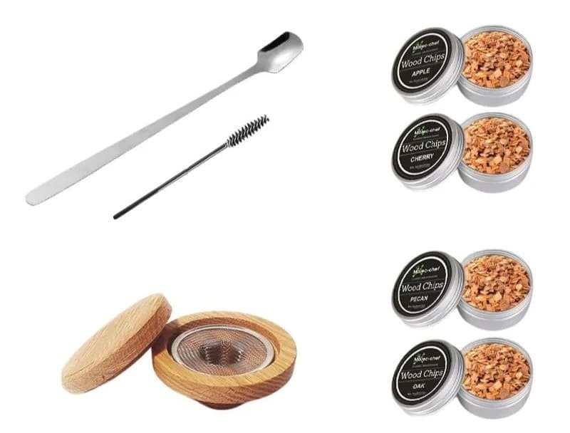 Cocktail Smoker Kit + Drink smoking SET with Sawdust + Burner + 4 Wood ...
