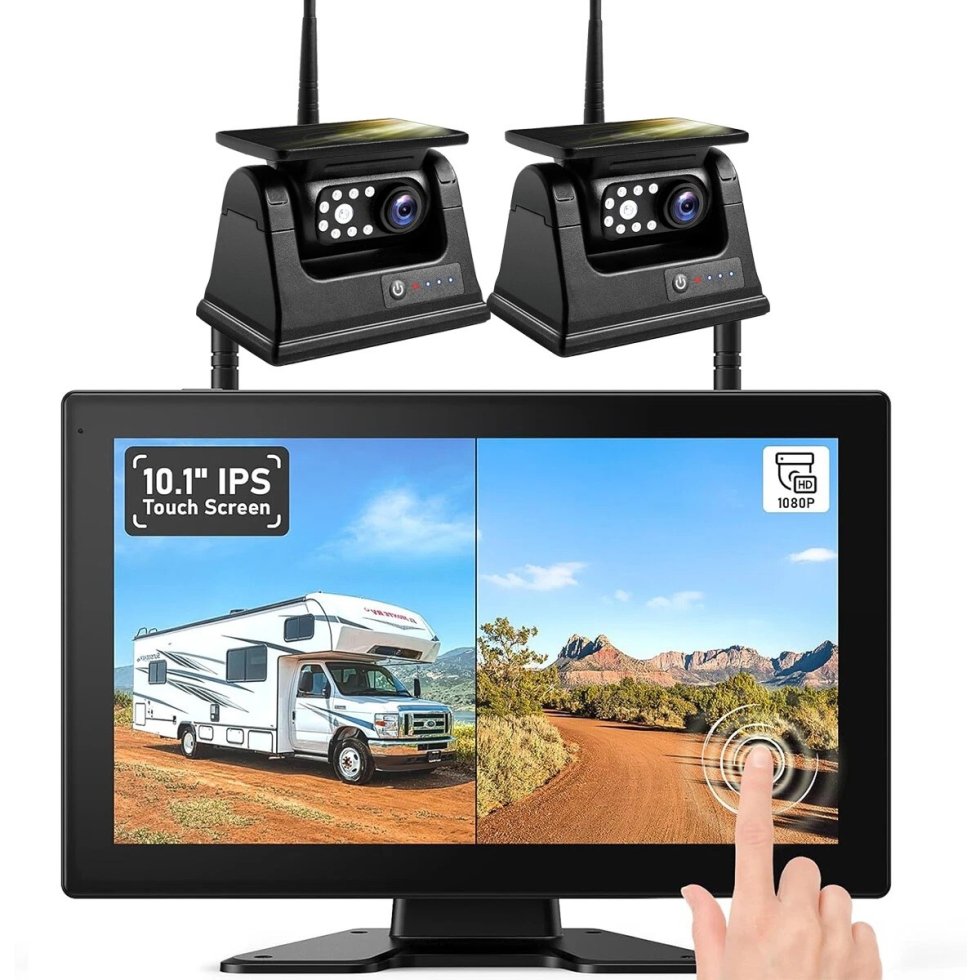 Güneş enerjili geri görüş kamerası seti: 10 inç monitör + 1 adet Wifi ...