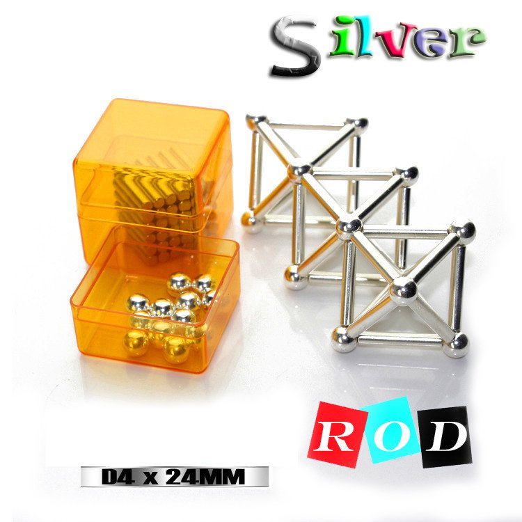 Magnetic rods with balls - silver | Cool Mania