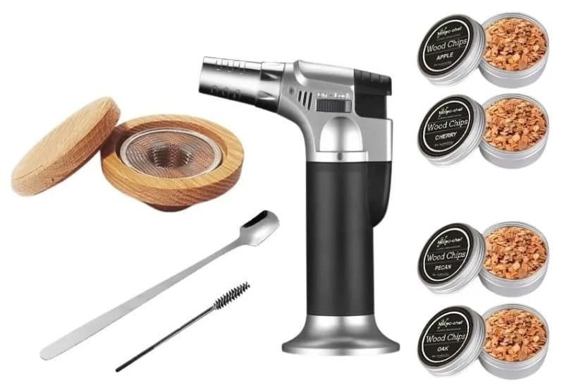 Cocktail Smoker Kit + Drink smoking SET with Sawdust + Burner + 4 Wood ...