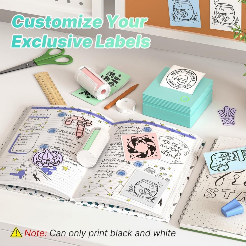 Mini tlačiareň s bluetooth (app mobil) – prenosná na nálepky a malé ...