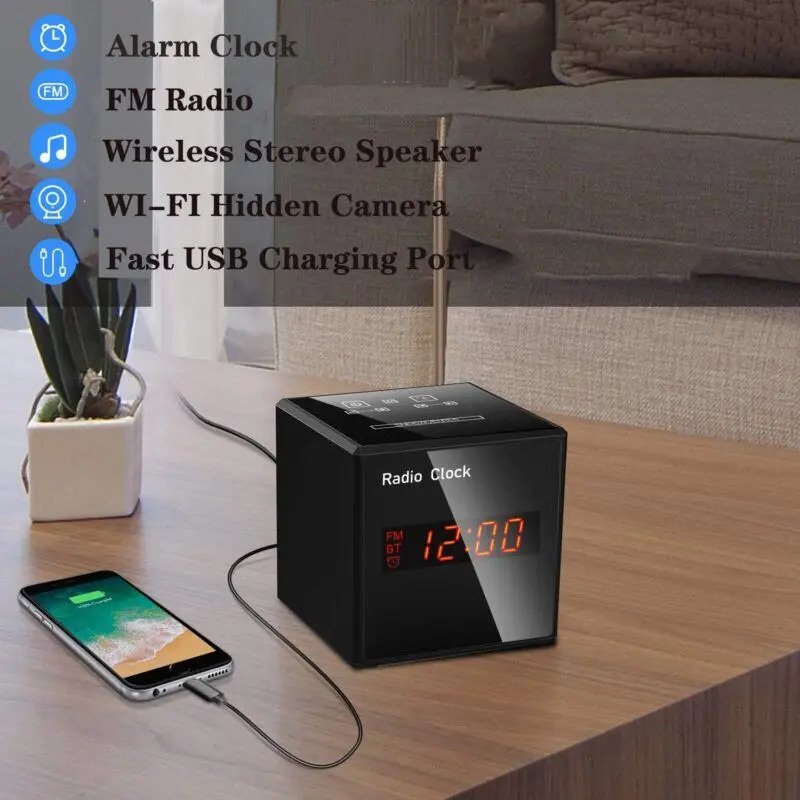 Radio FM despertador y altavoz Bluetooth + cámara espía oculta FULL HD ...