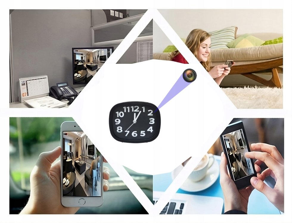 Alarm clock analog camera with FULL HD + WiFi P2P hidden spy cam with ...