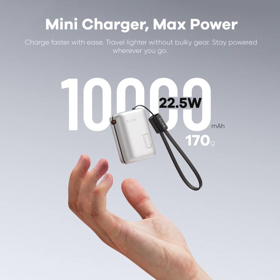 Mini powerbanka 10000 mAh 22,5 W - Nabíječka do kapsy s integrovaným ...