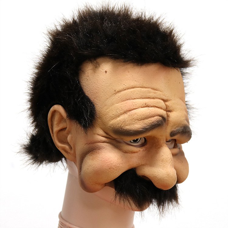 Man with a mustache - Realistic fun latex face mask for adults | Cool Mania