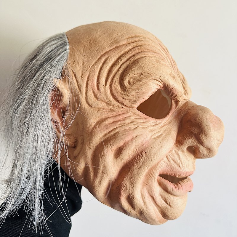 Old man (grandpa) halloween mask - creepy scary bald man masks for ...