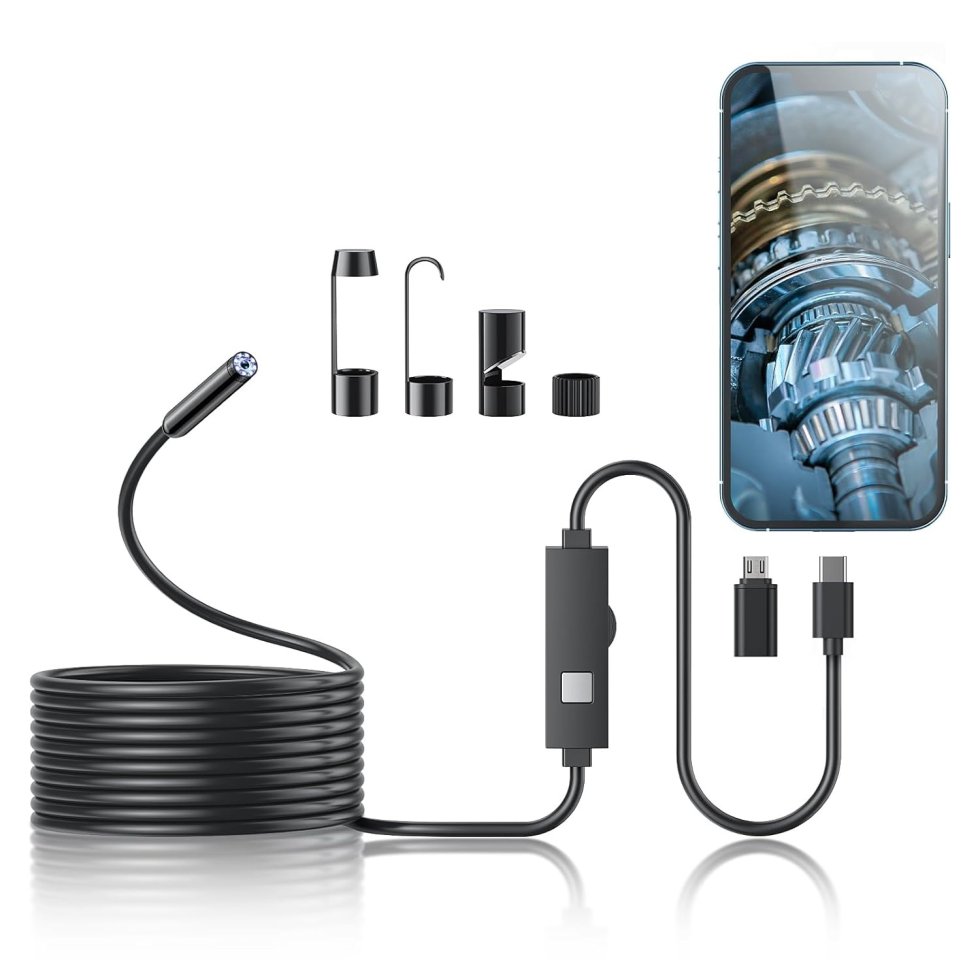 Wired endoscopic camera (with photo option) - 5M cable + IP67 + 3in1 ...